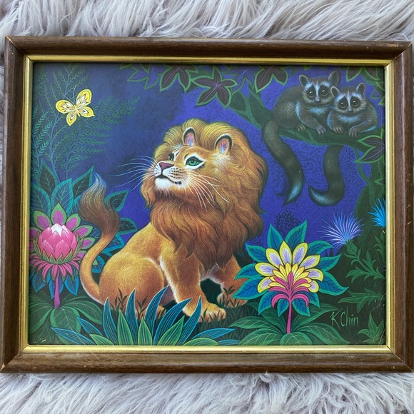 Vintage | Wall Decor | Vintage K Chin Lion Colorful Flower Print | Poshmark